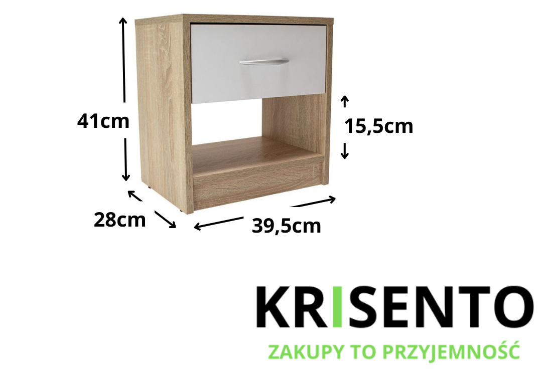 Szafka nocna tania biel - dąb sonoma SN-302-SON-BIEL | Krisento